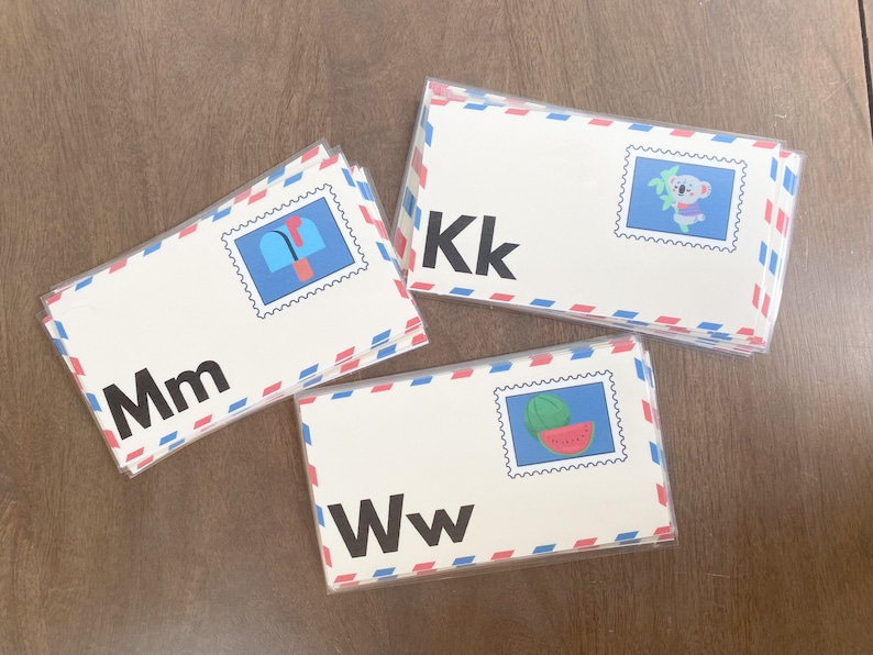 Alphabet Mail Postcard Stamp Shapes Color Matching Stamp and - Etsy
