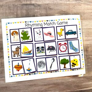 Rhyming Words Worksheet, Preschool Rhyme Matching Printable ...