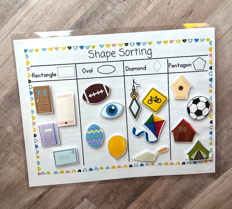Shape Sorting Activity Printable, Matching Shapes Worksheets, Learning ...