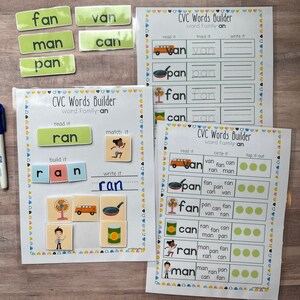 CVC, Phonics Printable, Kids Word Game, Learning to Read, Preschool ...