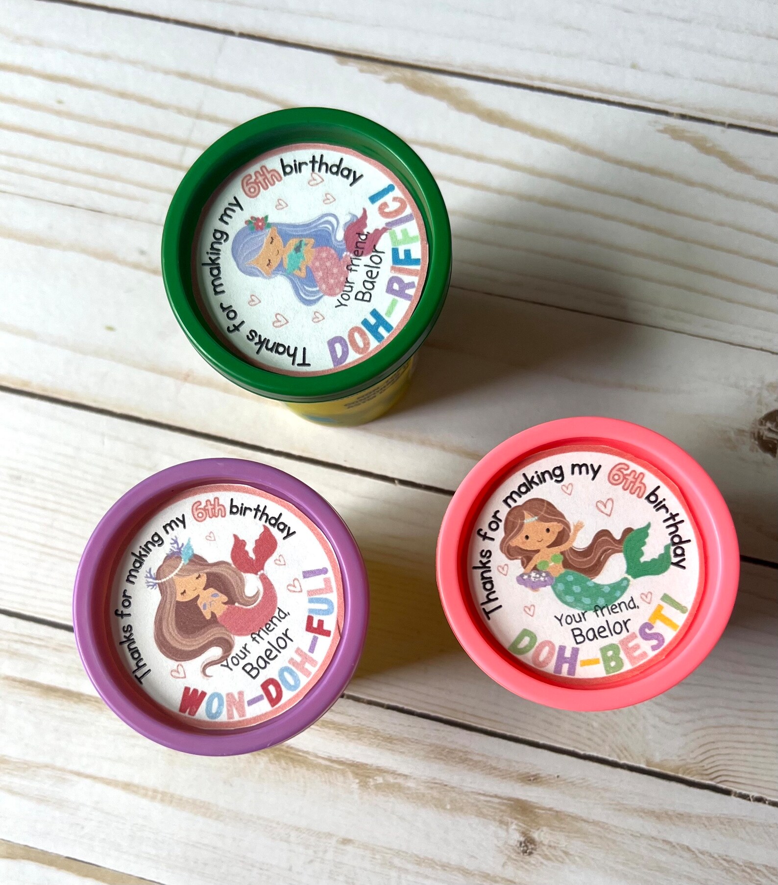 Personalized Mermaid Birthday Play-doh Label, Birthday Playdoh Class ...