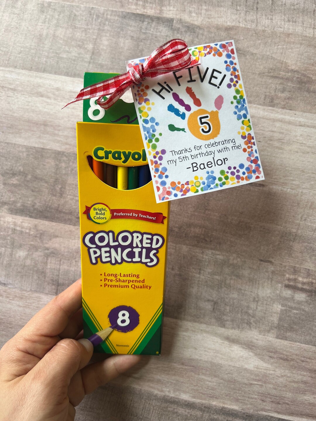 Hi Five Birthday Party Gift Tag Printable, 5th Birthday Party Favor Tag ...