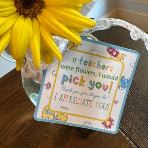Flower End of Year Thank You Teacher Gift Tag, Teacher Gift Tag ...