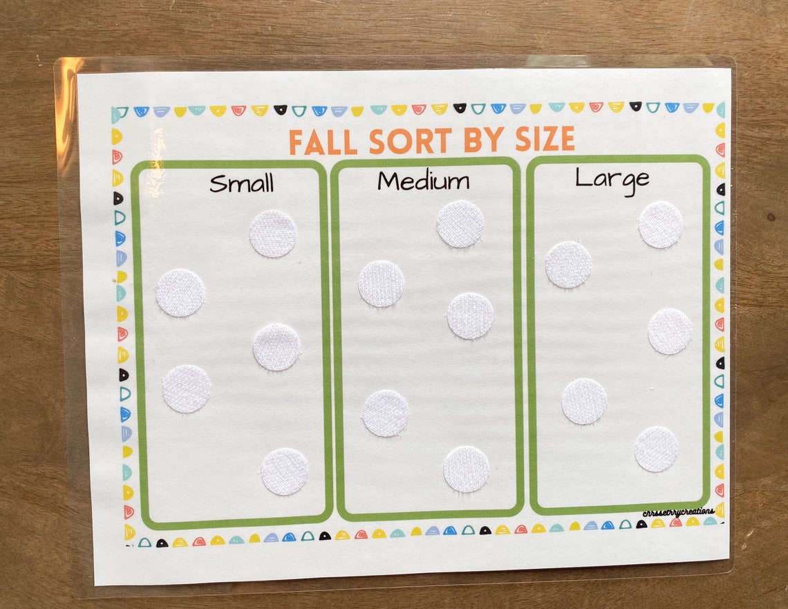 Fall Sort by Size Worksheet, Thanksgiving Preschool Size Activity, Size ...