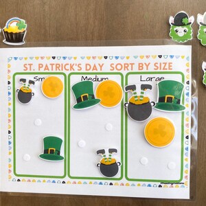 St. Patrick's Day Sort by Size Worksheet, Preschool Size Activity, Size ...