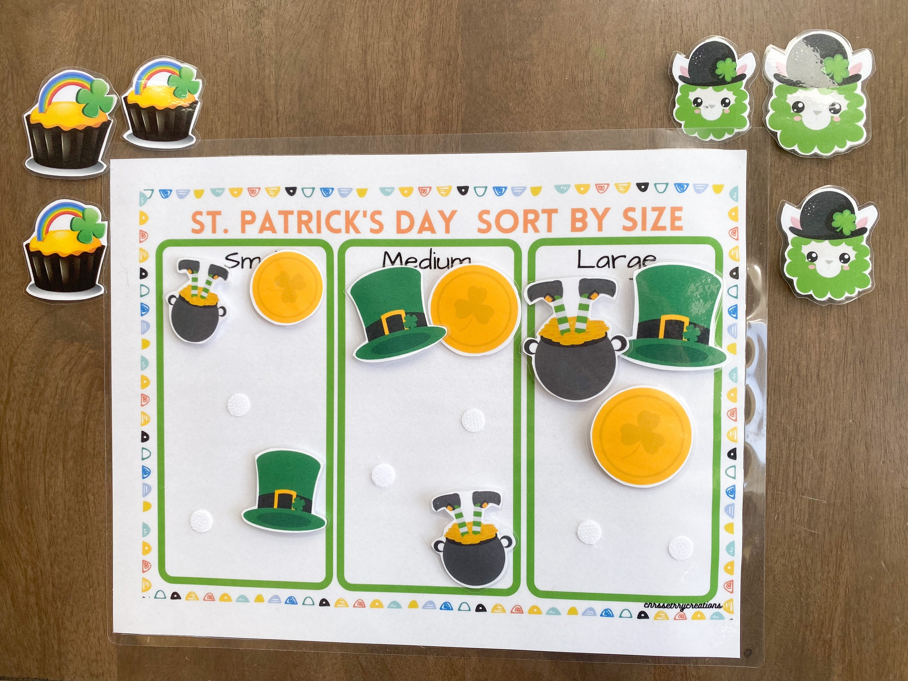 St. Patrick's Day Sort by Size Worksheet, Preschool Size Activity, Size ...