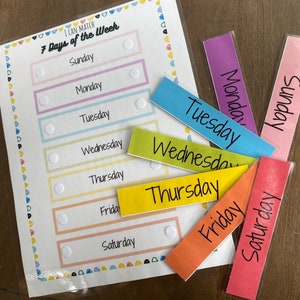 Days of the Week Printable, Circle Time Calendar, Kindergarten Learning ...
