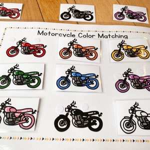 Motorcycle Color Matching, Color Sorting, Toddler Activity, Preschool ...