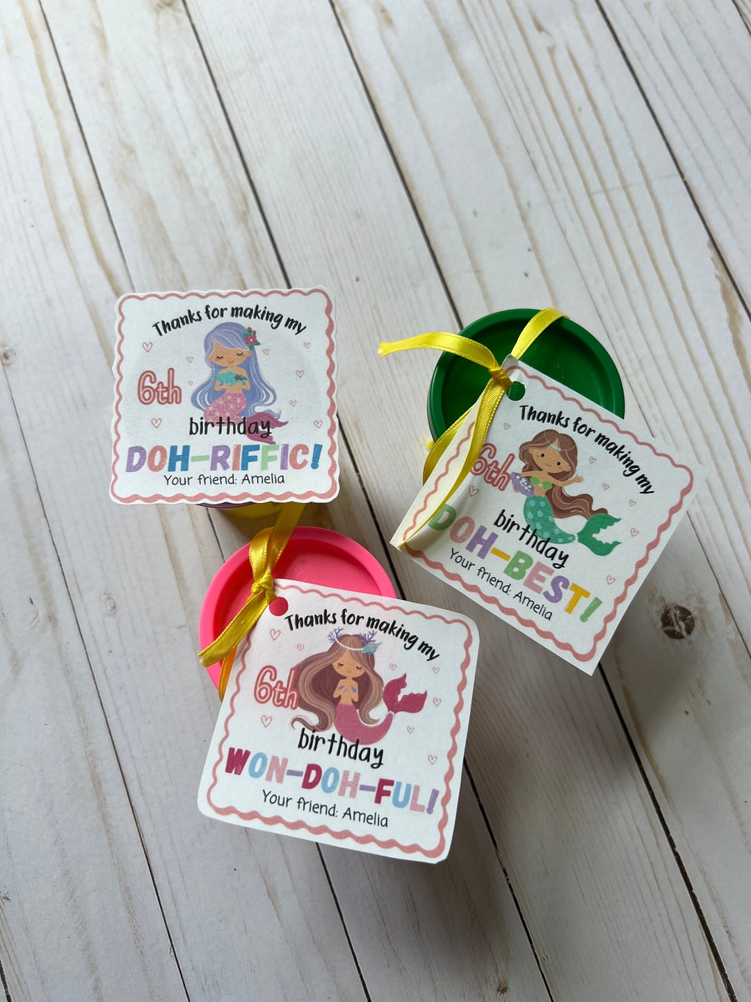 Personalized Mermaid Birthday Play-doh Label, Birthday Playdoh Class ...