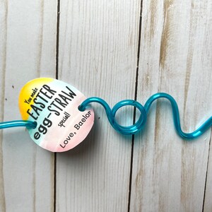 Personalized Easter Straw Tag, Egg-straw Easter Gift Label, School ...
