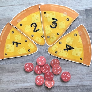 Number Matching Activity, Pizza Theme Preschool Counting, Pizza Number ...
