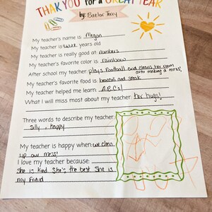 All About My Teacher Survey End of School Year Printable - Etsy