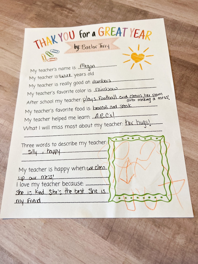 All About My Teacher Survey End of School Year Printable - Etsy