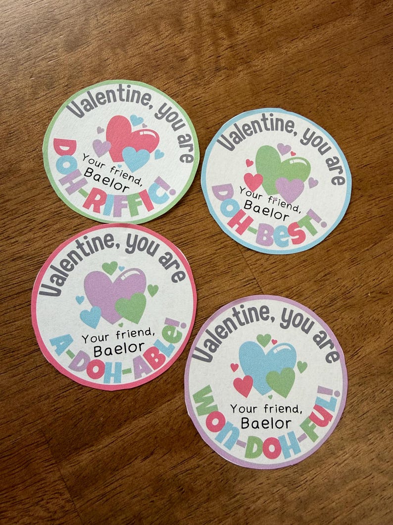 Personalized Valentine's Day Play-doh Tag, Play Dough Valentine Gift ...