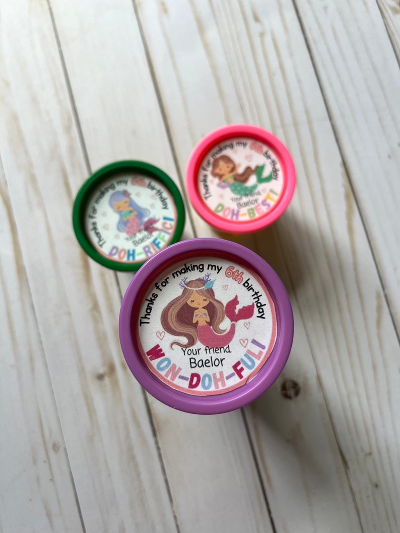 Personalized Mermaid Birthday Play-doh Label, Birthday Playdoh Class ...