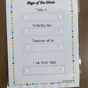 Days of the Week Printable, Circle Time Calendar, Kindergarten Learning ...
