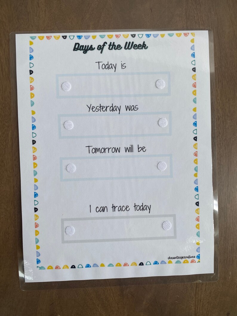 Days of the Week Printable Circle Time Calendar Kindergarten | Etsy