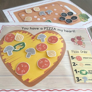 Pizza Theme Counting Game, Valentine's Day Preschool Activity, Follow ...