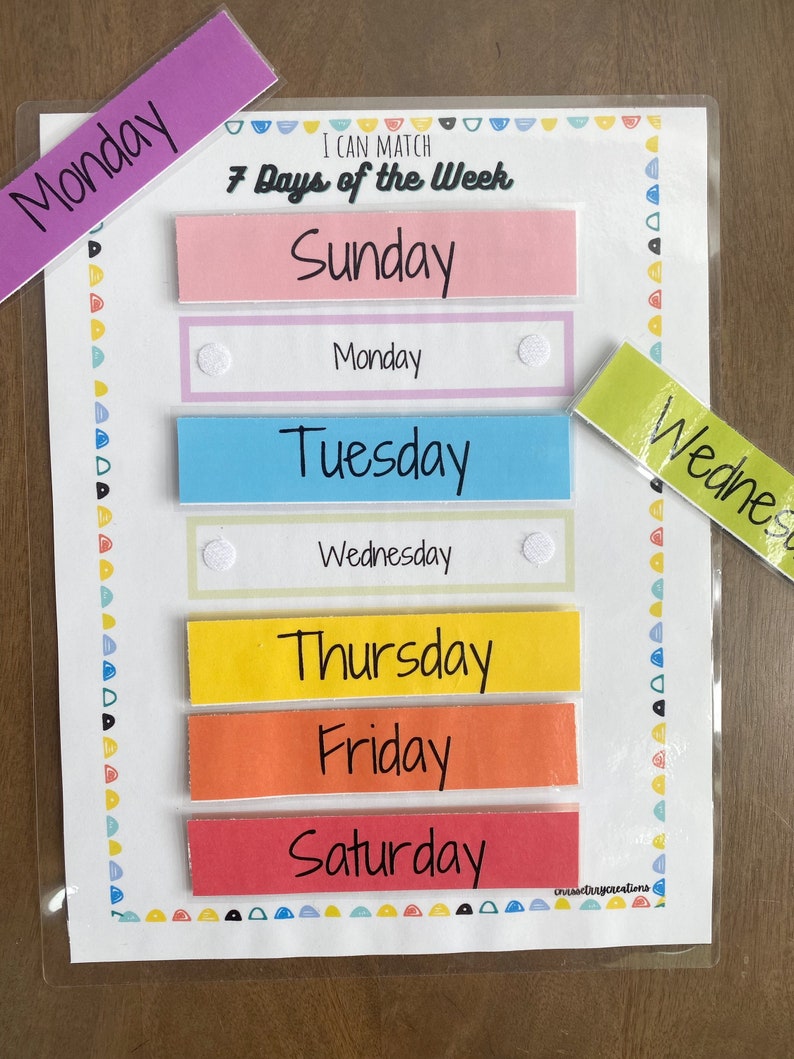 Days of the Week Learning Printable, Circle Time Calendar (digital ...
