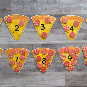 Number Matching Activity, Pizza Theme Preschool Counting, Pizza Number ...
