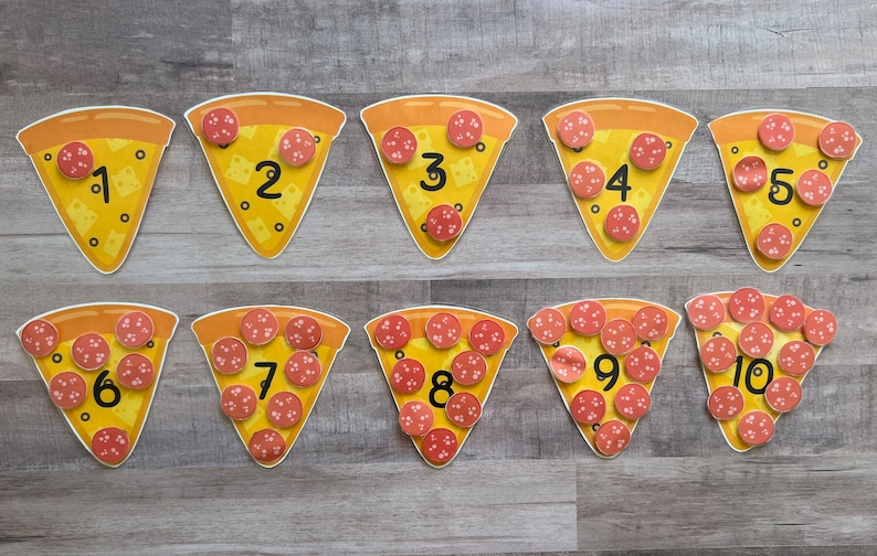 Number Matching Activity Pizza Theme Preschool Counting - Etsy