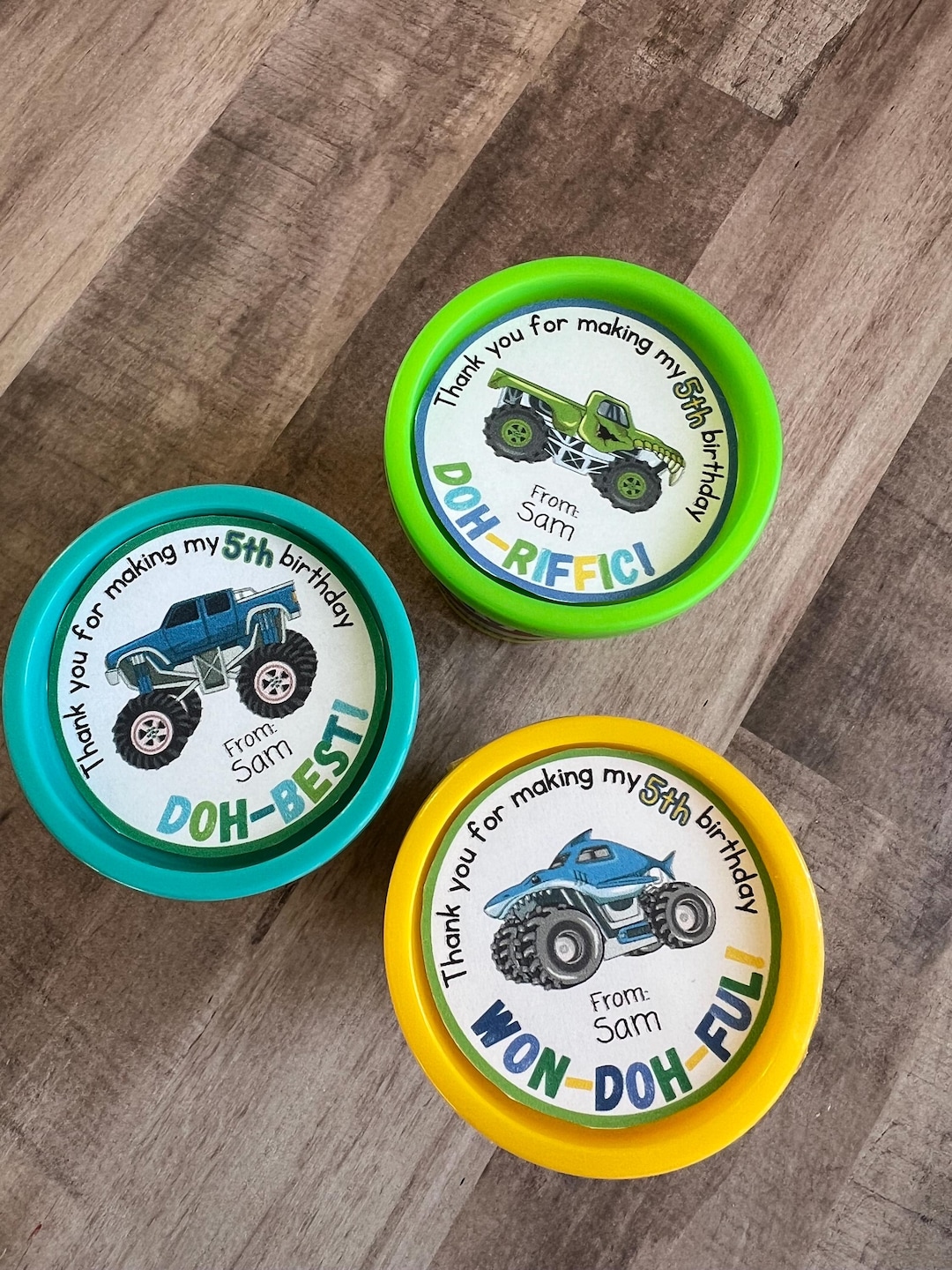 Personalized Monster Truck Birthday Play-doh Tag, Birthday Playdoh ...
