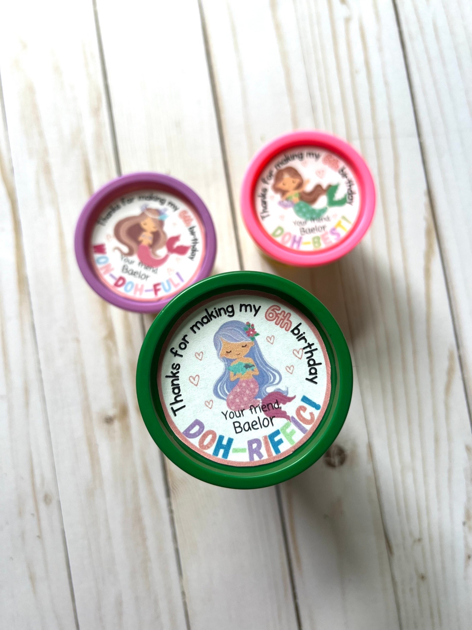 Personalized Mermaid Birthday Play-doh Label, Birthday Playdoh Class ...