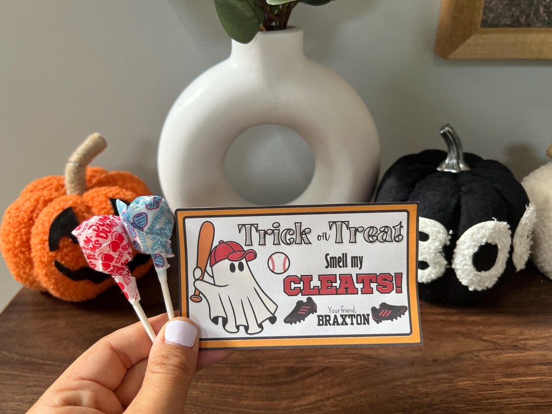 Personalized Baseball Halloween Gift Tag, Baseball Halloween Gift Label ...