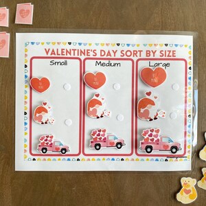 Valentine's Day Sort by Size Worksheet, Preschool Size Activity, Size ...