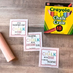Personalized Valentine's Day Chalk Gift Tag, Chalk Valentine Gift Label ...