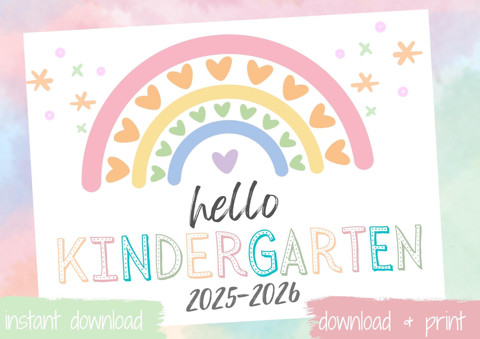 Hello Kindergarten Sign, First Day of Kindergarten, First Day of School ...