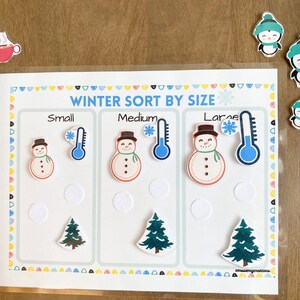 Winter Theme Sort by Size Worksheet, Preschool Size Activity, Size ...