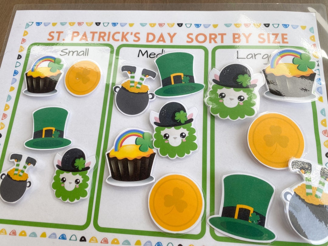 St. Patrick's Day Sort by Size Worksheet, Preschool Size Activity, Size ...