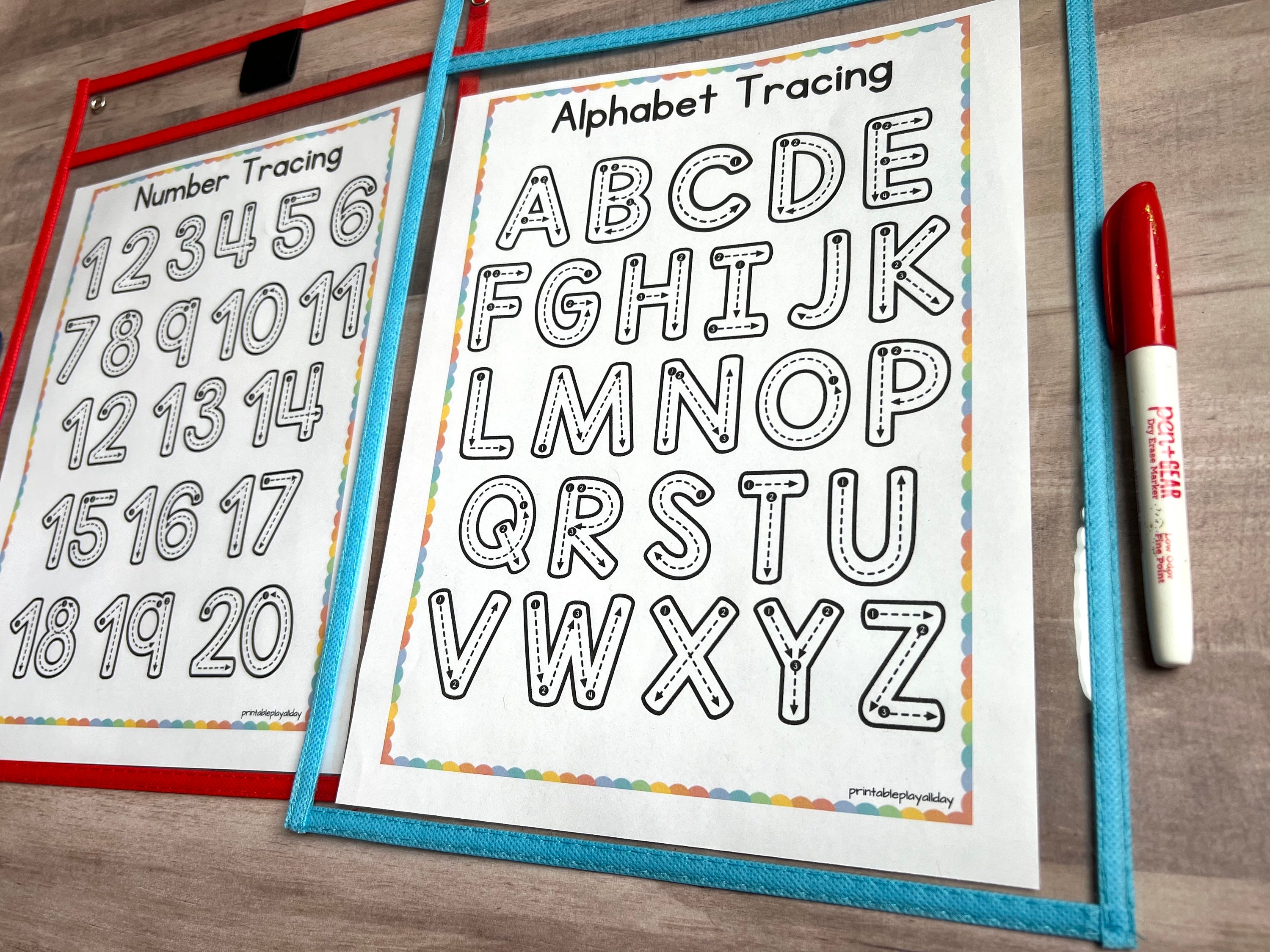 Alphabet Numbers Tracing Printable, Preschool Pre-writing Activity ...