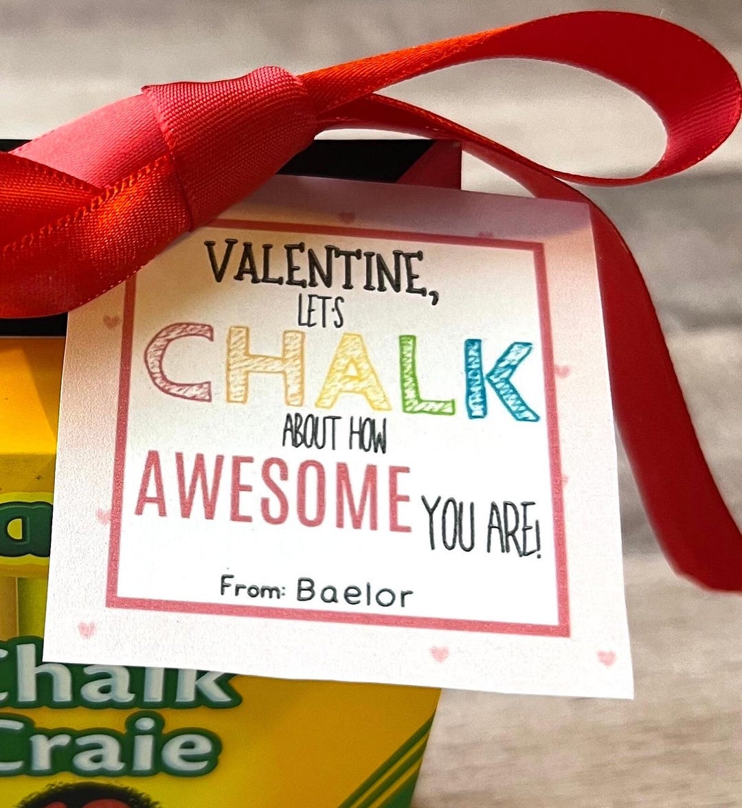 Personalized Valentine's Day Chalk Gift Tag, Chalk Valentine Gift Label ...