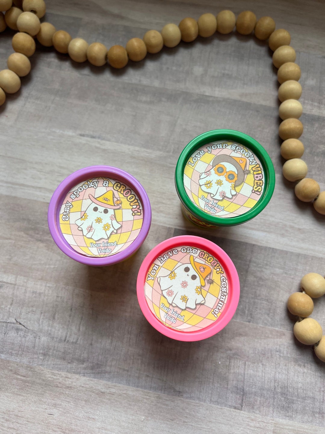 Personalized Groovy Halloween Play-doh Tag, Vibes Play Dough Halloween ...