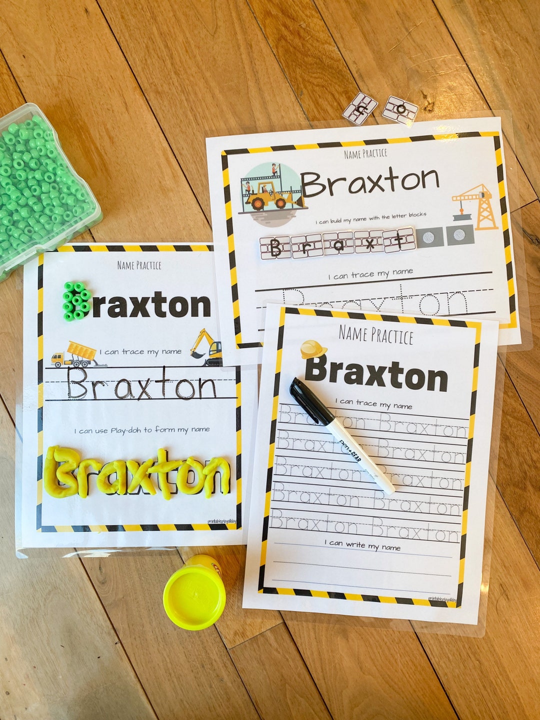 Personalized Construction Theme Name Tracing Printable, Construction ...