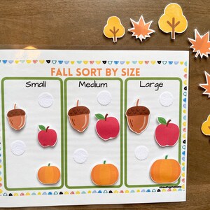 Fall Sort by Size Worksheet, Thanksgiving Preschool Size Activity, Size ...