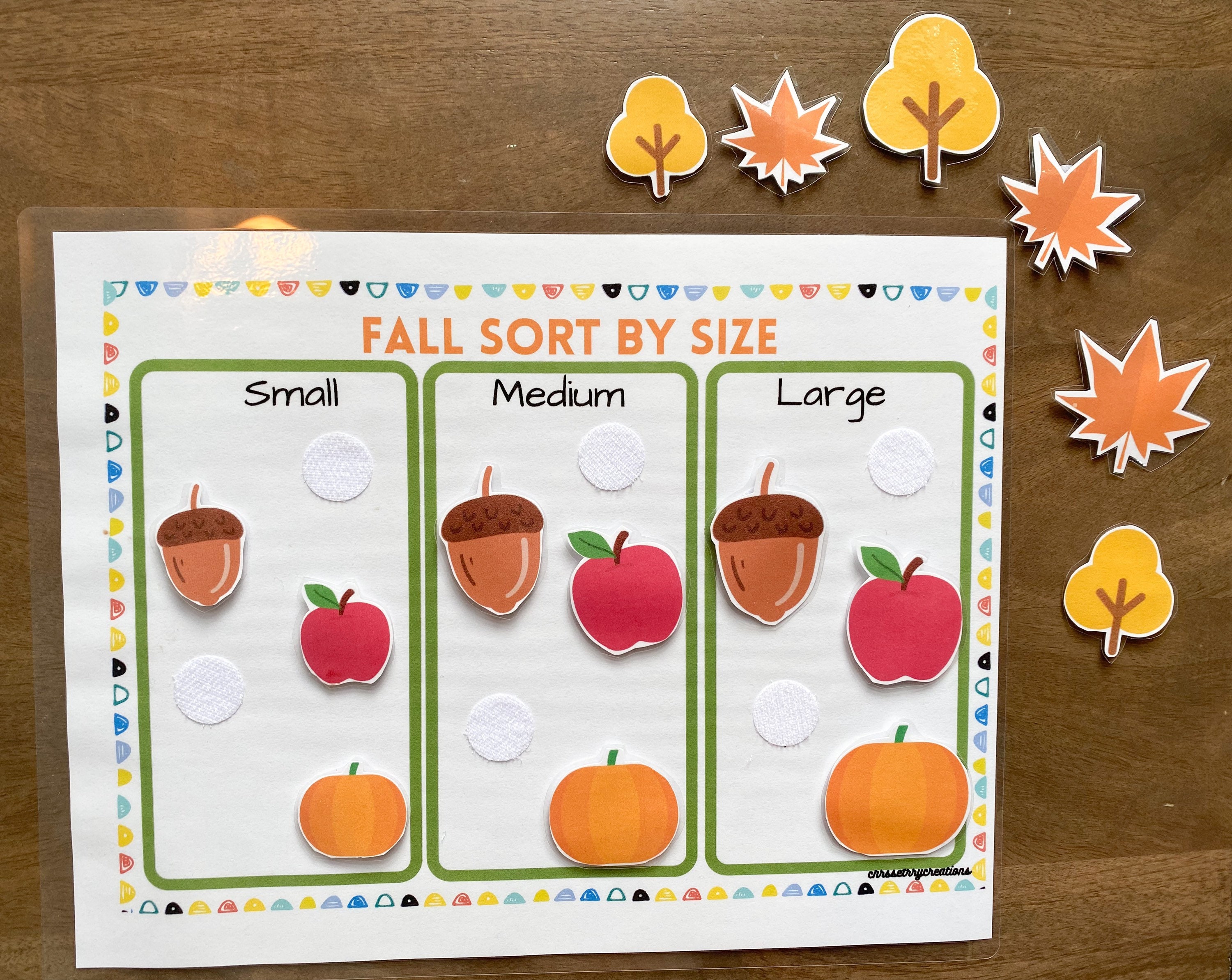 Fall Sort by Size Worksheet Thanksgiving Preschool Size - Etsy