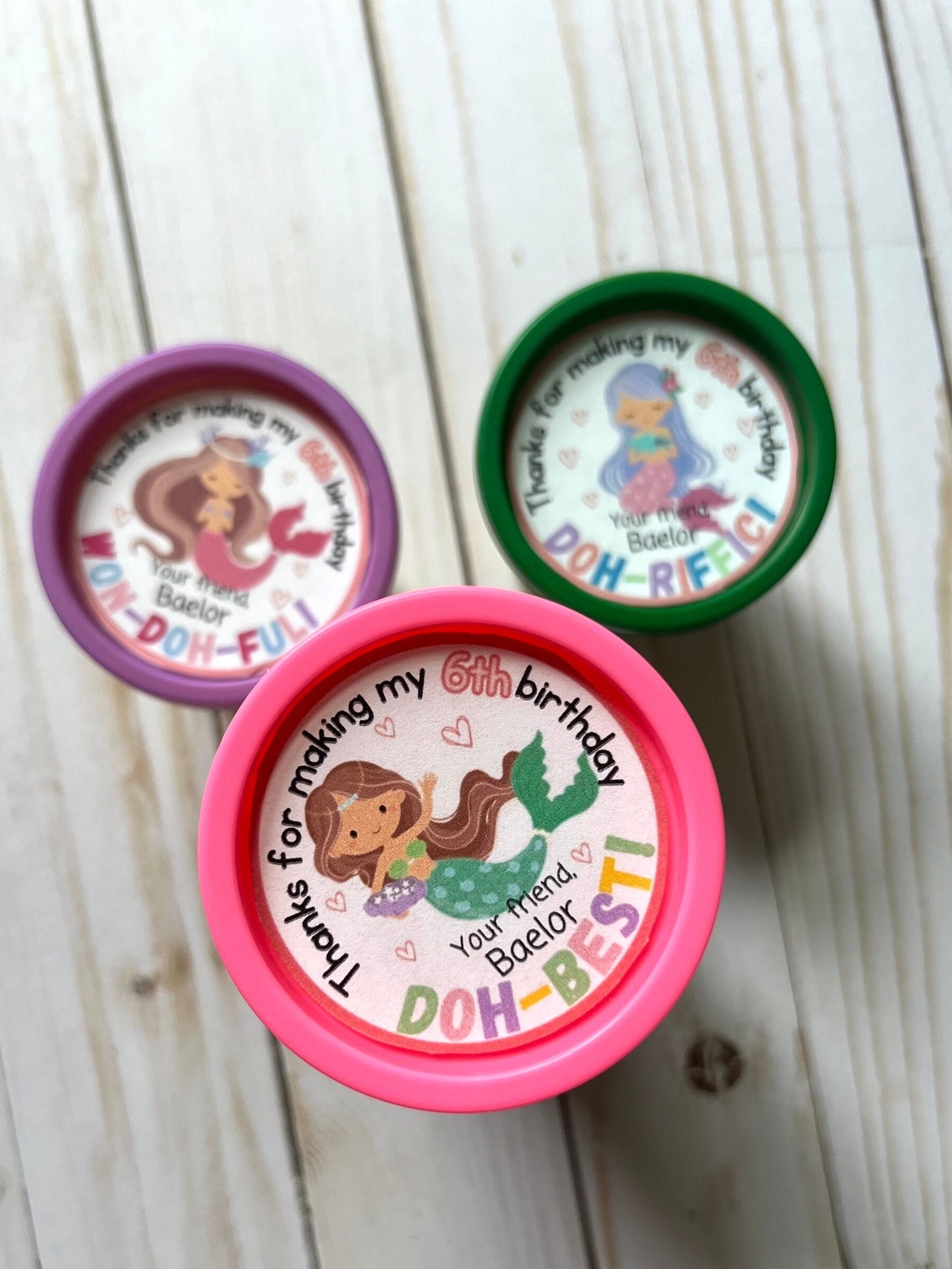 Personalized Mermaid Birthday Play-doh Label, Birthday Playdoh Class ...