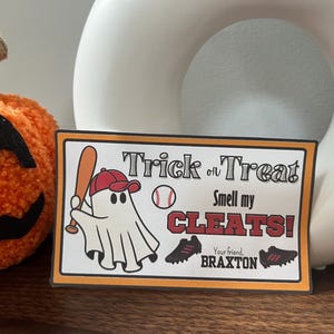 Personalized Baseball Halloween Gift Tag, Baseball Halloween Gift Label ...