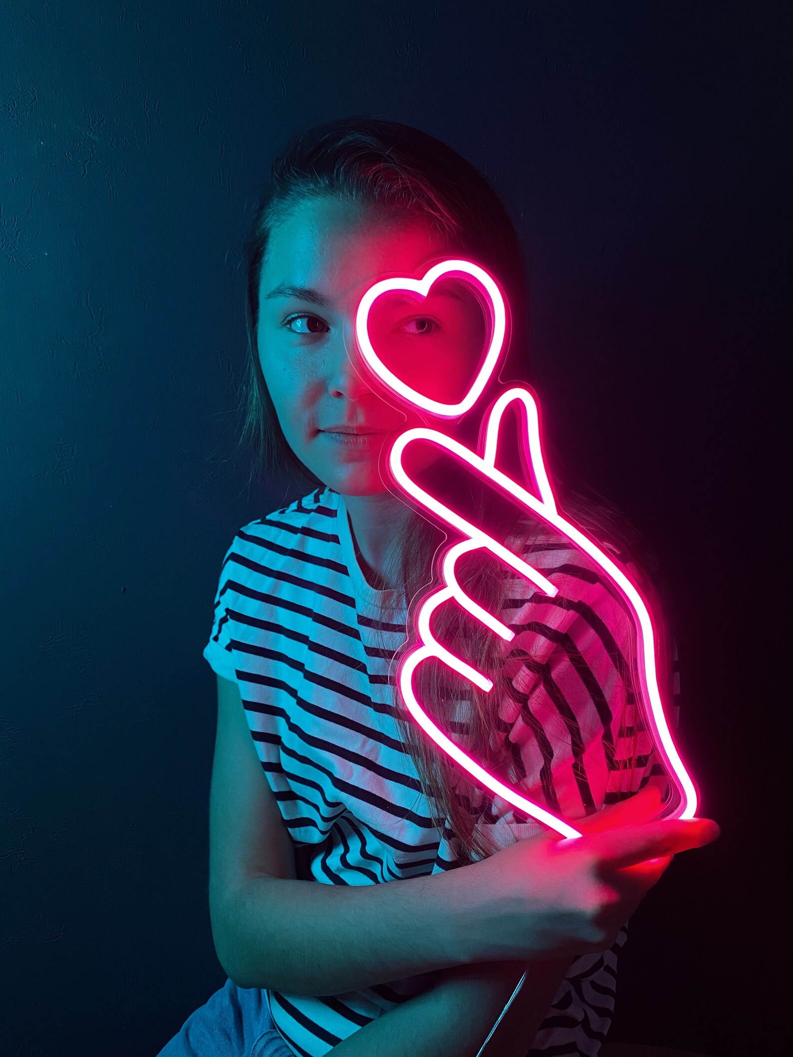 Finger Heart Neon Sign Finger Heart Neon Handmade Neon | Etsy