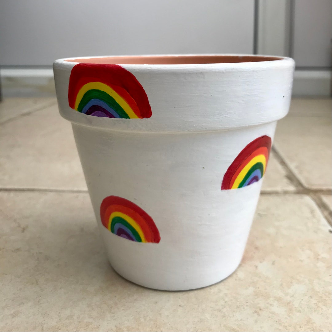 Rainbow Plant Pot - 9cm - Etsy UK