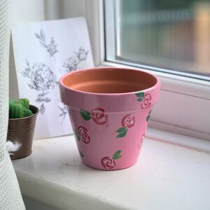 Rose Pink Painted Plant Pot - 11cm - Etsy UK