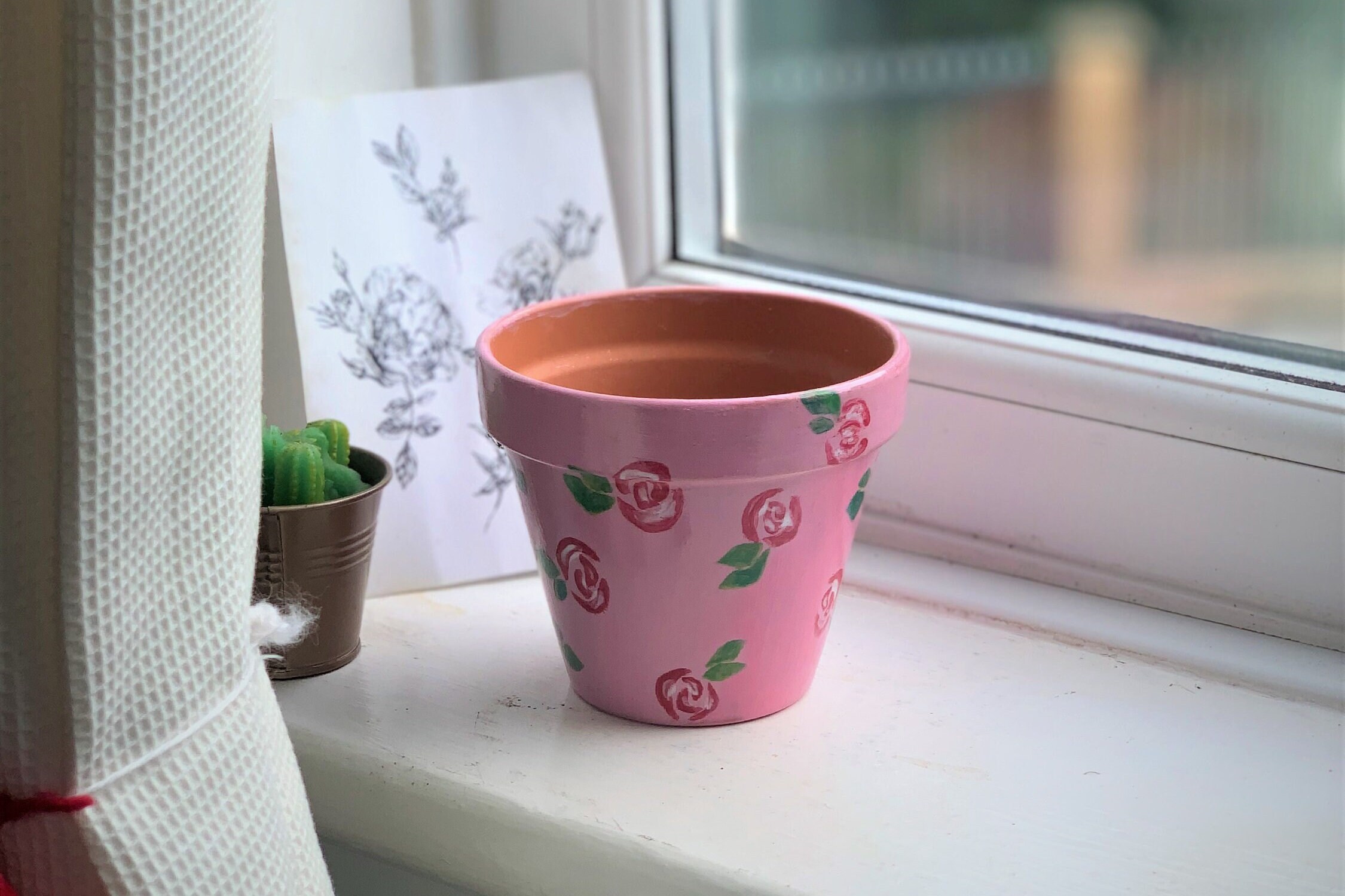 Rose Pink Painted Plant Pot - 11cm - Etsy UK