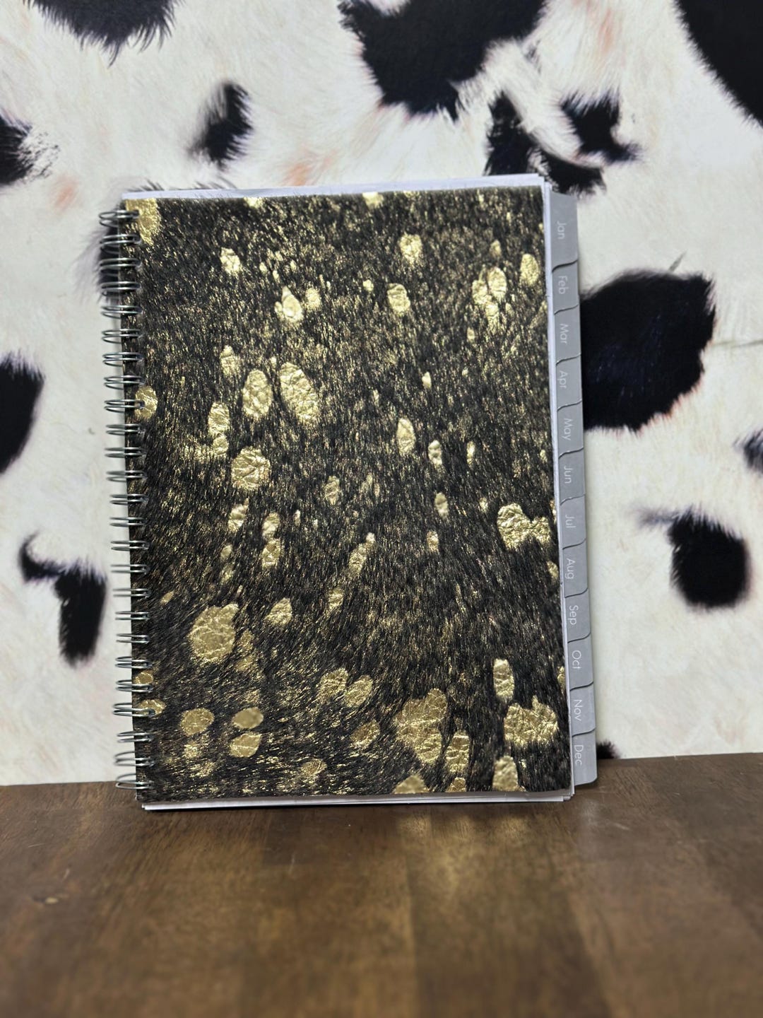 Black & Gold Acid Wash Cowhide Planner | Western Planner - Etsy