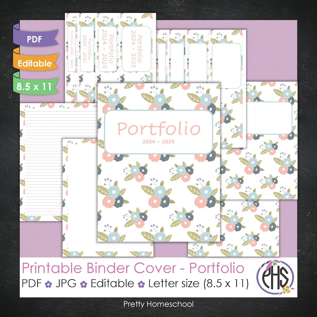 Editable and Printable Homeschool Portfolio Binder Covers and Spines ...