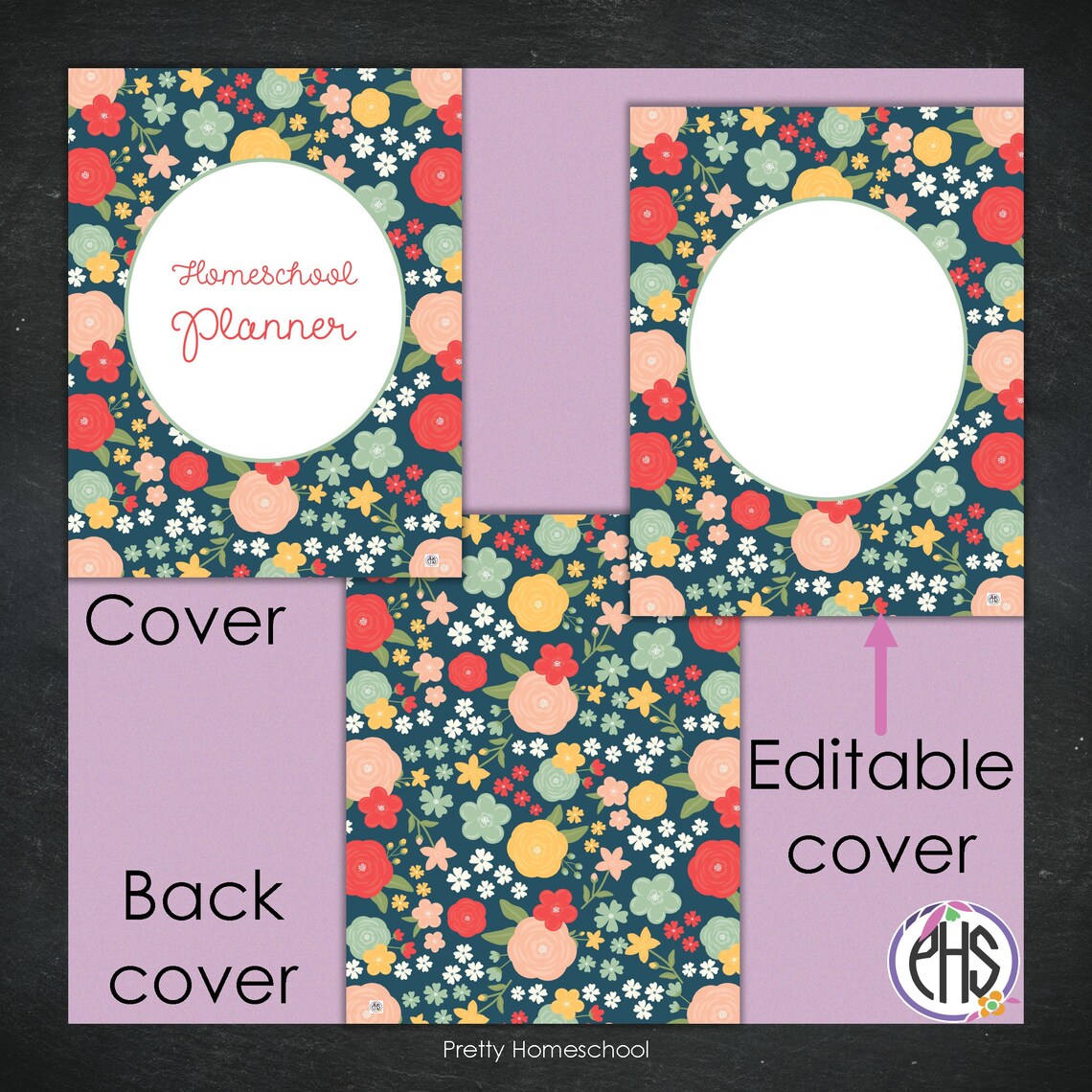 Printable Homeschool Planner Binder Cover, Editable Binder Cover ...