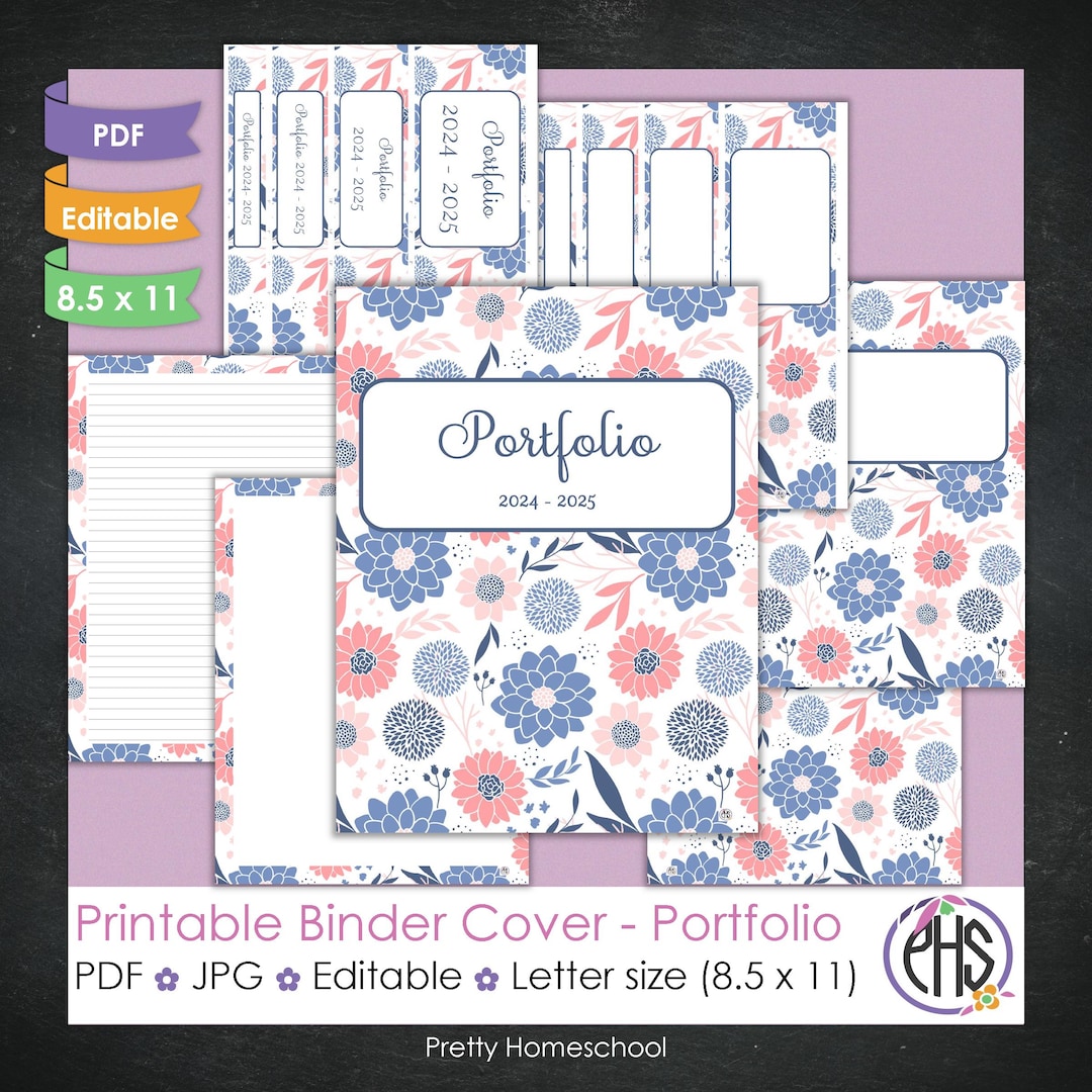 Editable and Printable Homeschool Portfolio Binder Covers and Spines ...