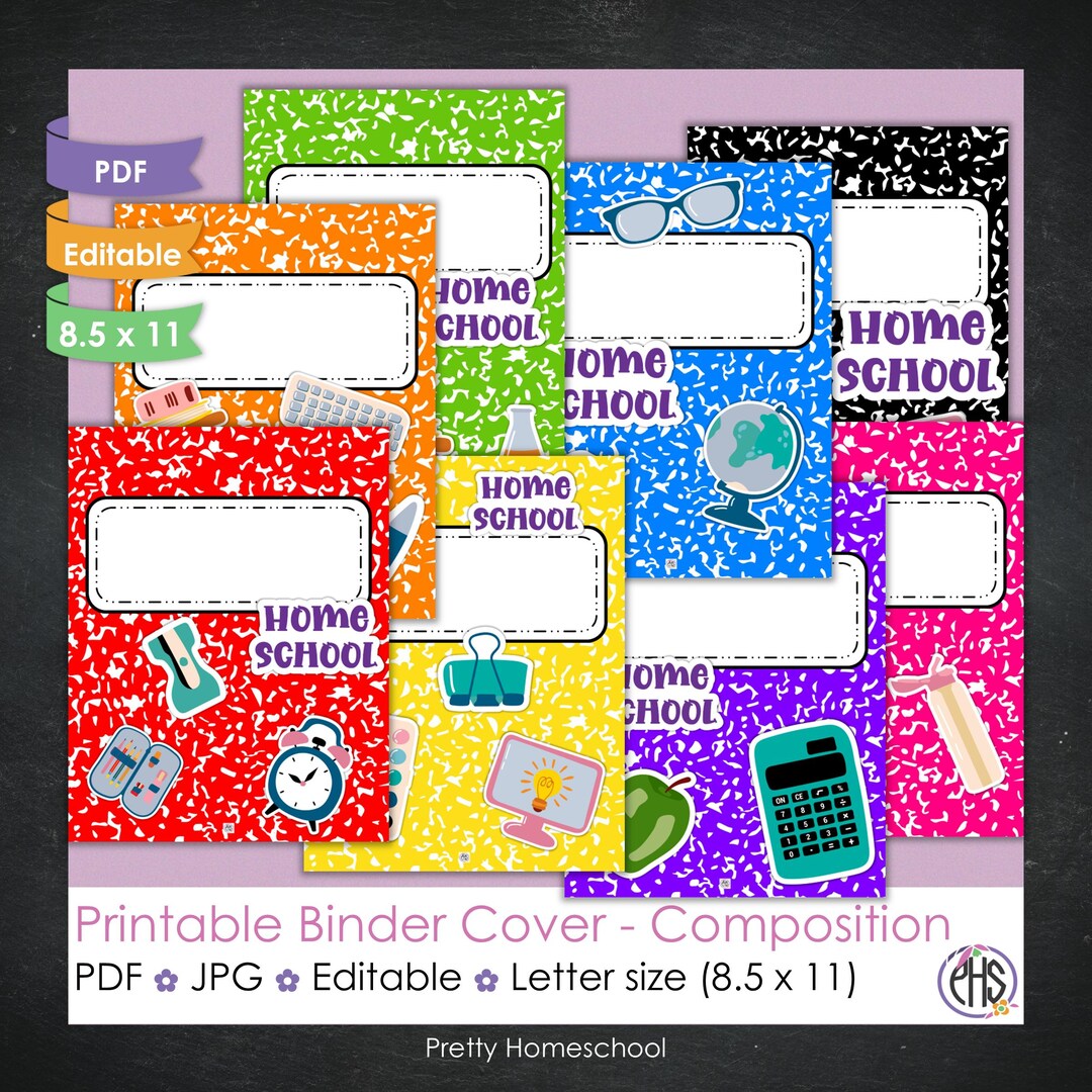 Printable and Editable Binder Covers and Spines Composition Notebook ...
